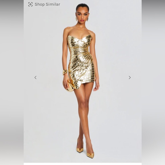 Retrofete | Dresses | Retrofete Gold Strapless Mini Dress | Poshmark